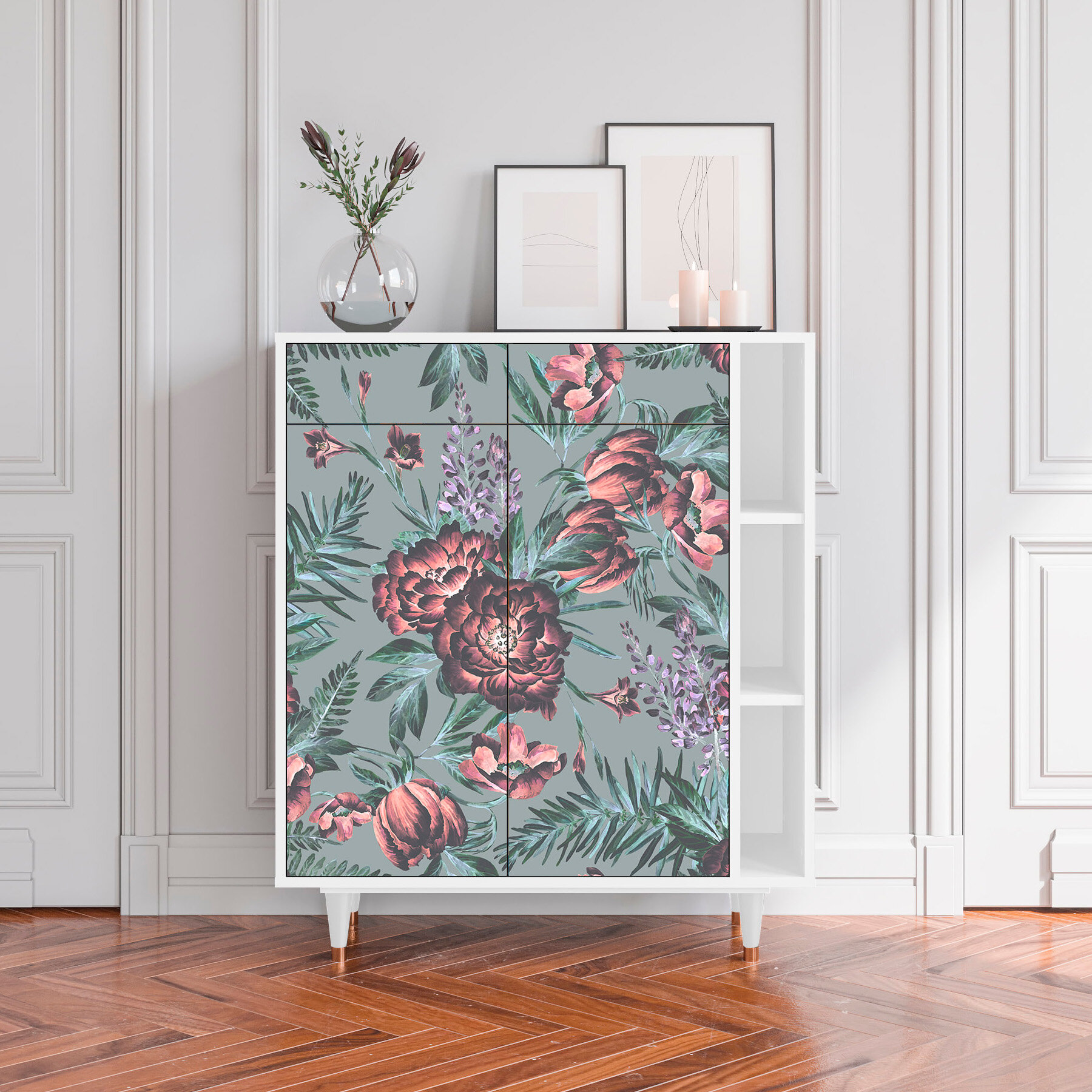Комод - STORYZ - BS6 Light Peonies, Размер - 94 x 110 x 41 см, Цвет корпуса - , Белый