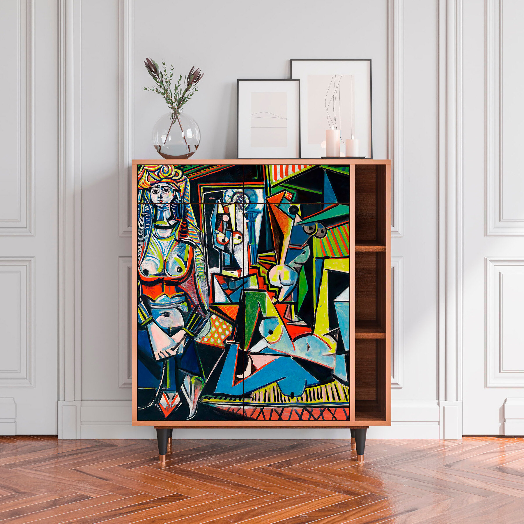 Комод - STORYZ - BS6 Women of Algiers by Pablo Picasso, Размер - 94 x 110 x 41 см, Цвет корпуса - , Орех