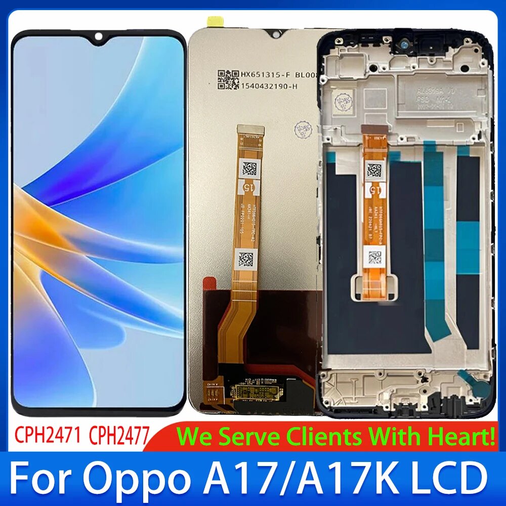 Высокое качество для Oppo A17 CPH2477, ЖК-дисплей, преобразователь сенсорного экрана в сборе для Oppo A17K CPH2471, замена ЖК-дисплея Didsplay A17 No Frame