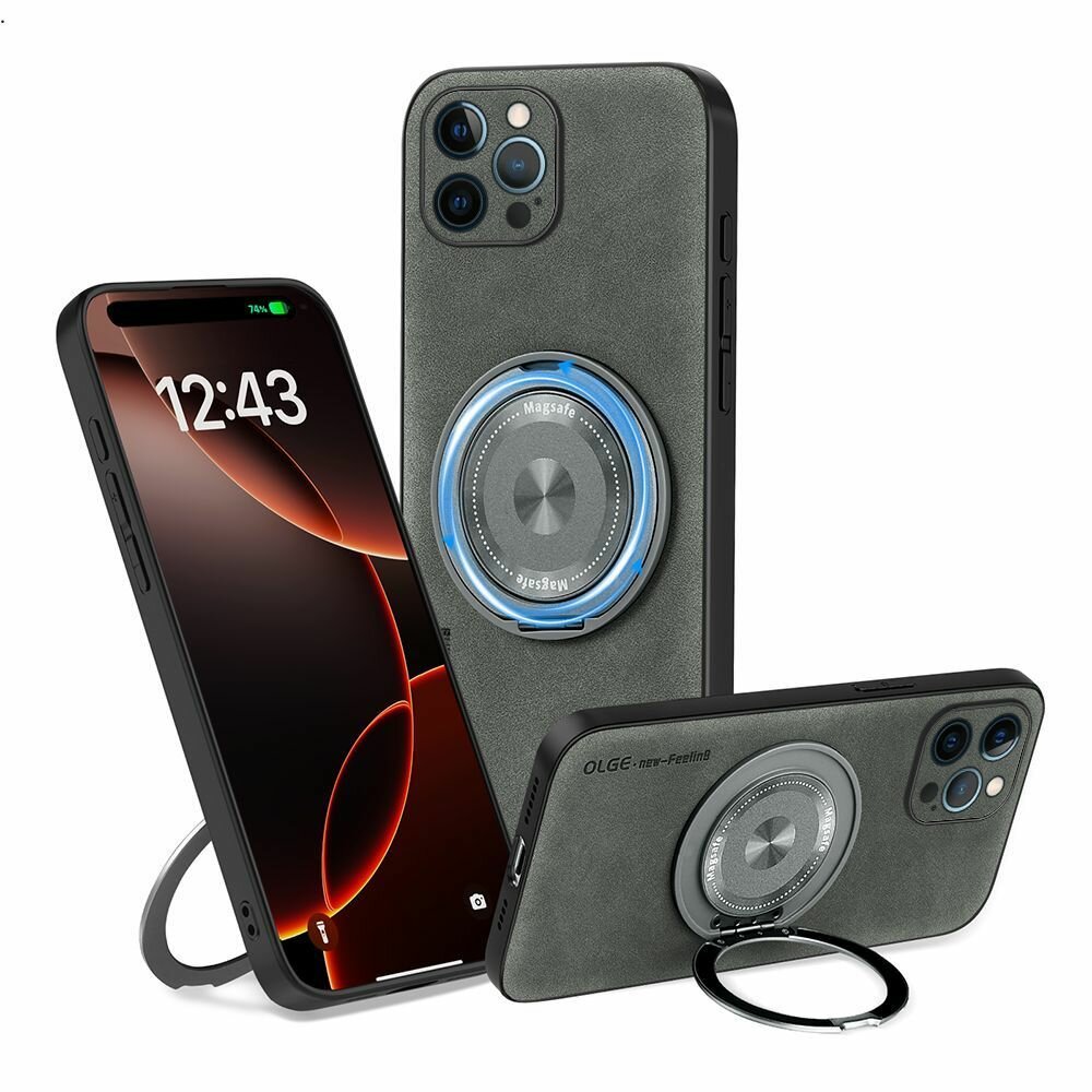 Чехол на айфон 12 про макс с поддержкой MagSafe/ Чехол для Apple iPhone 12 Pro Max с вращающимся на 360 градусов кронштейном, сильным магнитом, автомобильный держатель