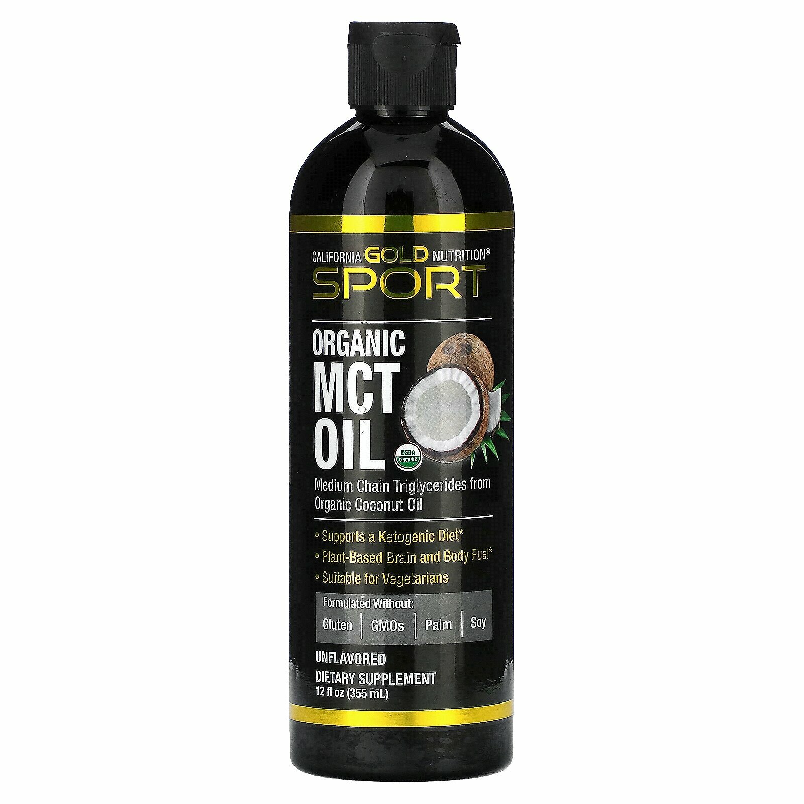 California Gold, Organic MCT Oil, Органическое масло MCT, без добавок, 355 мл