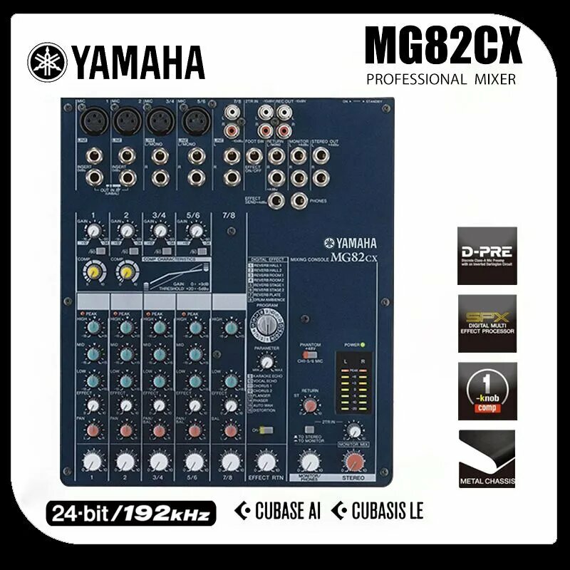 Yamaha MG82CX Professional Mixer with D-PRE, SPX Digital Multi Effect Processor, 24-bit/192kHz