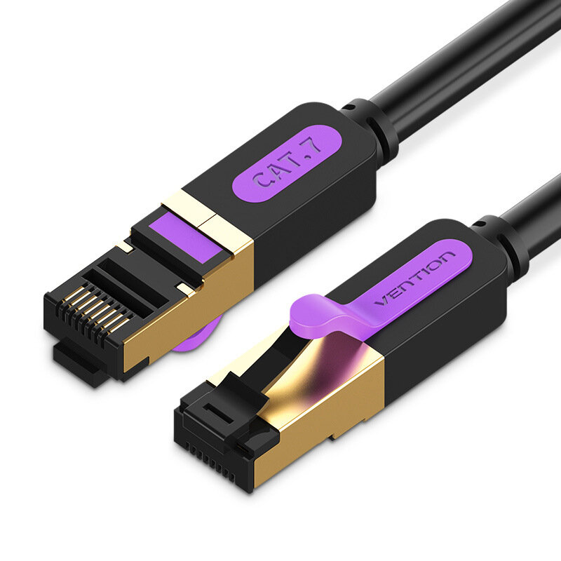 Сетевой кабель Weixun, cat7, 10Gbps, 1м, черный — фото 1