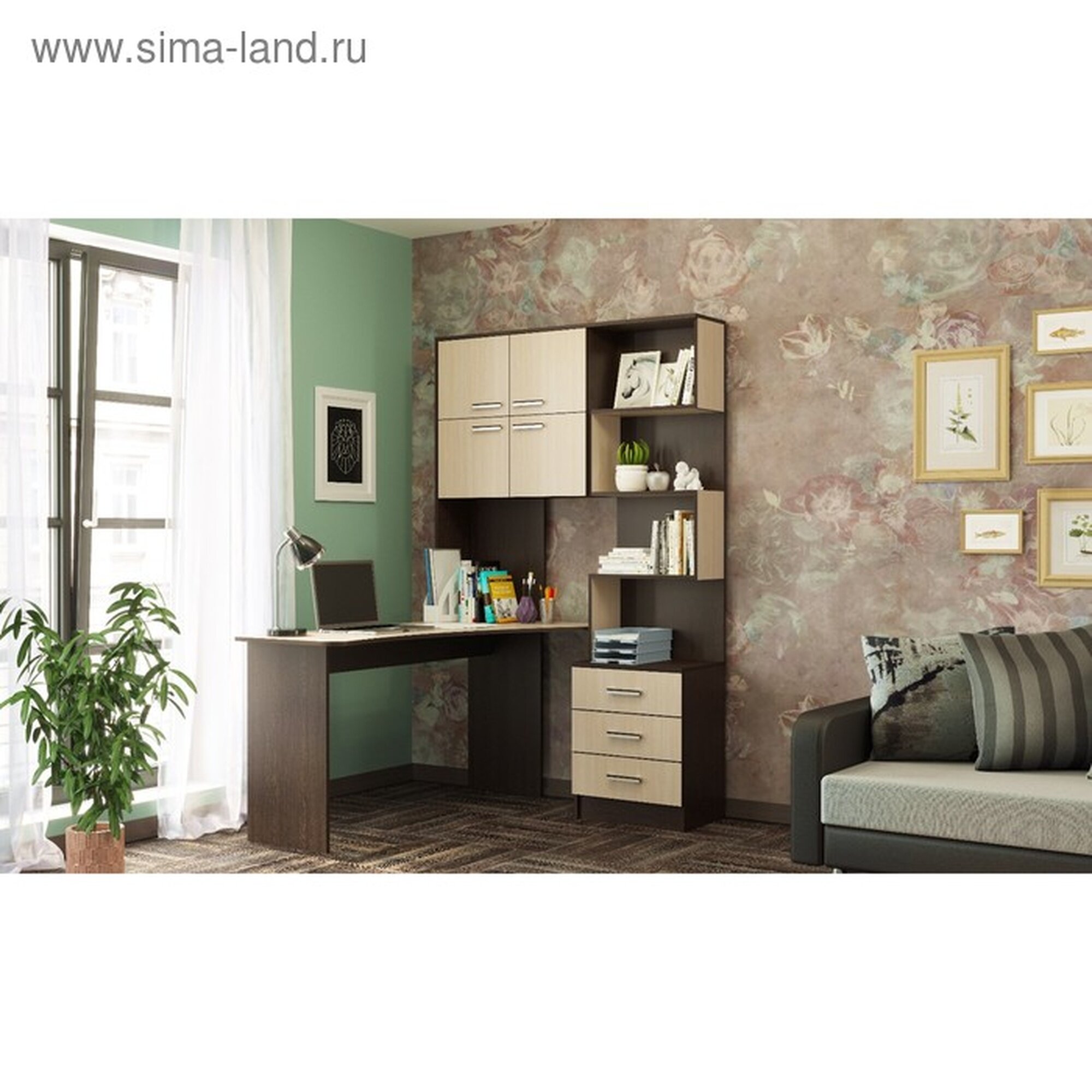 Компьютерный стол Сима-ленд №1, угловой, левый, ЛДСП, 128 см x 200 см x 145 см