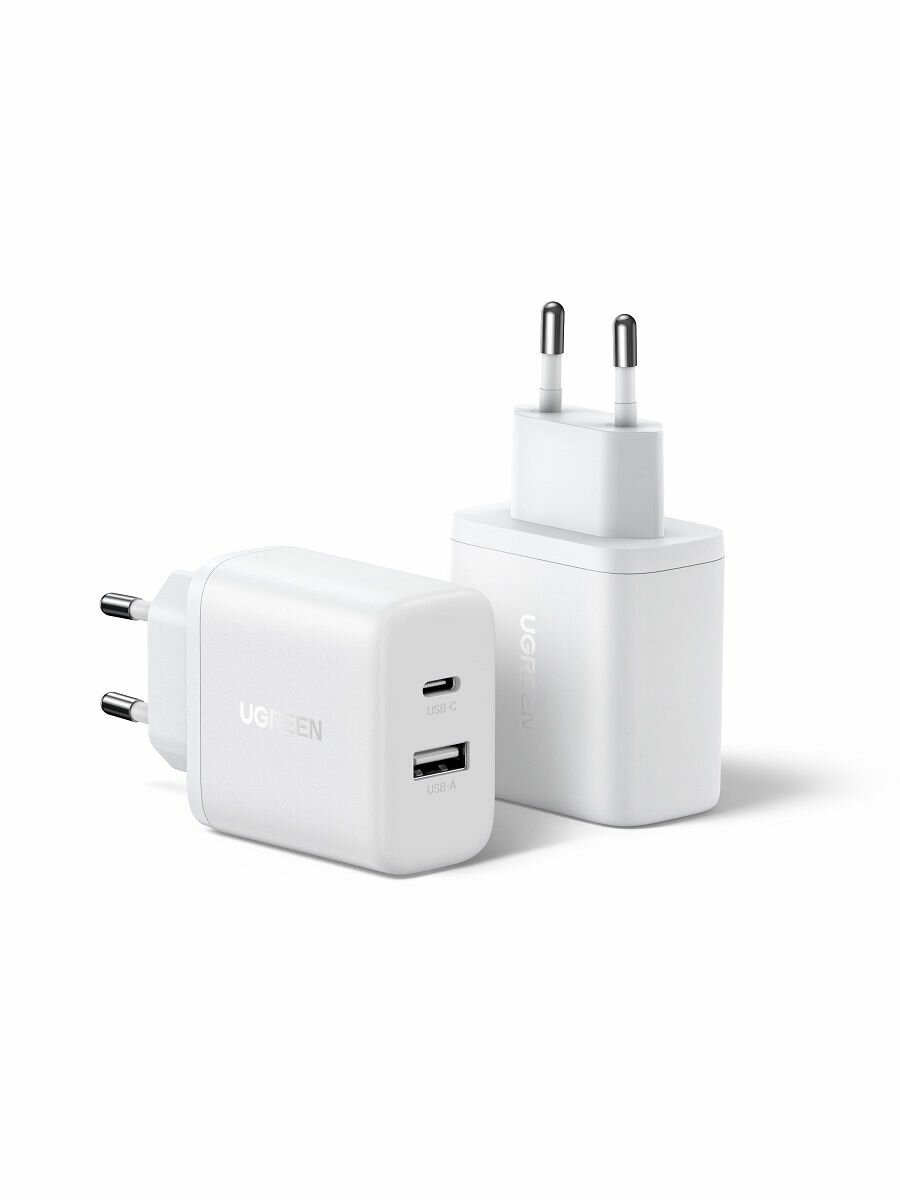Сетевое зарядное устройство UGREEN X227 (45310) 20W USB-A+USB-C PD Charger EU. Цвет: белый