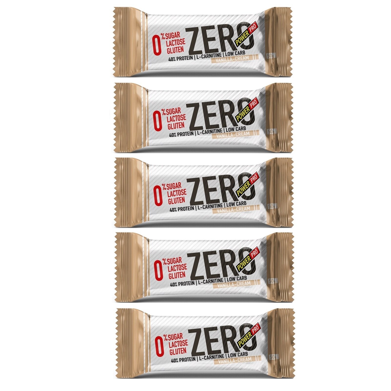 Протеиновый батончик 40% ZERO 5 шт 50 гр (Power Pro) Ванильный крем