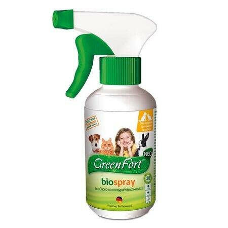GREEN FORT NEO 200 мл биоспрей от блох и клещей для кошек, кроликов и собак