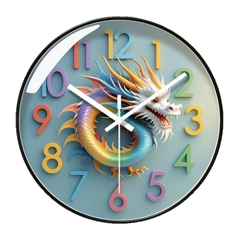 Креативные настенные часы «Дракон», бесшумные кварцевые часы с цветными цифрами, циферблат из ПВХ 30 см, декоративные часы на батарейках для гостиной, спальни или офиса