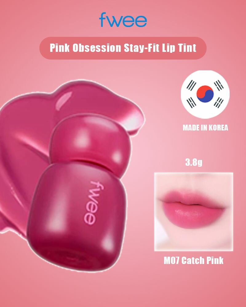 Помада на губах fwee Pink Obsession Stay-fit Lip Tint , Матовая глазурь для губ 3.8g - M07 Catch Pink