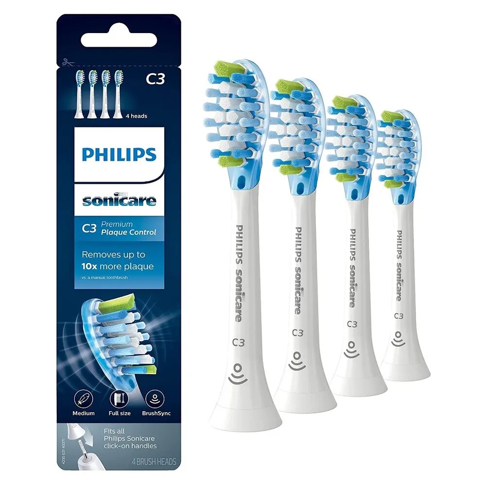 Сменные головки для защиты от налета PHILIPS Sonicare C3 Premium, белый ,4 шт.
