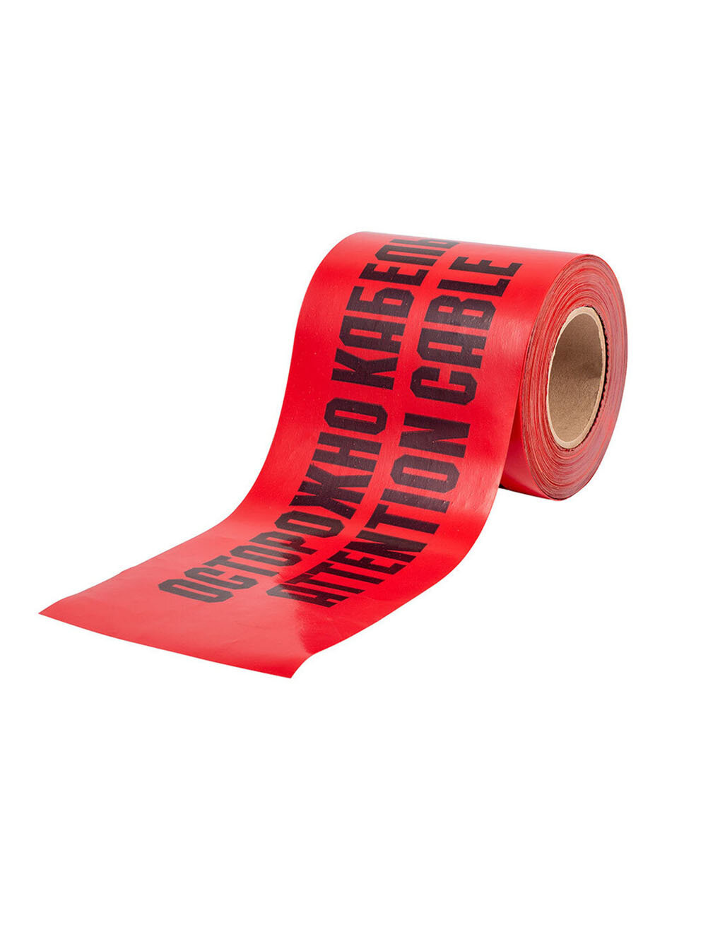 Лента сигнальная Осторожно кабель красная 300 мм 100 м