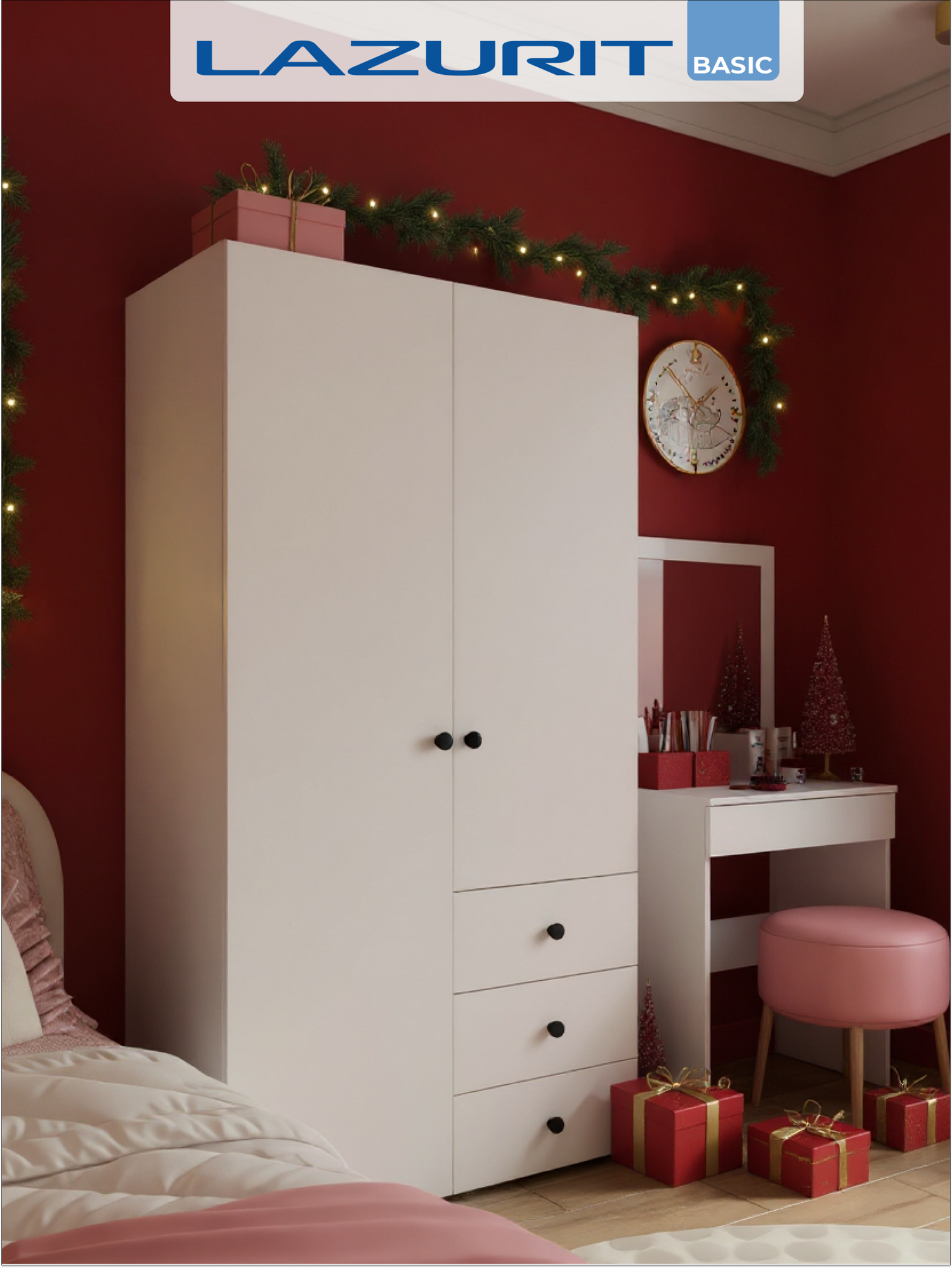 Шкаф для одежды детский Lazurit Эльбрус шкаф распашной в прихожую спальню белый с ящиками 175,7х45,8х89,3 см