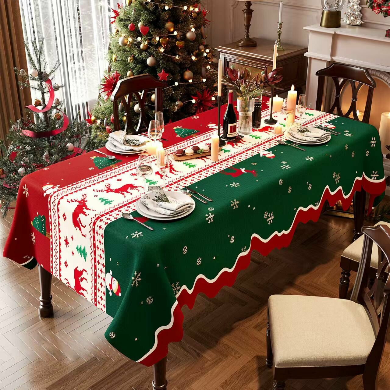 Новый год. Скатерть новогодняя Этель "Golden Christmas" Скатерть новогодняя 140*200 +/-3см с гмво, 100%хл