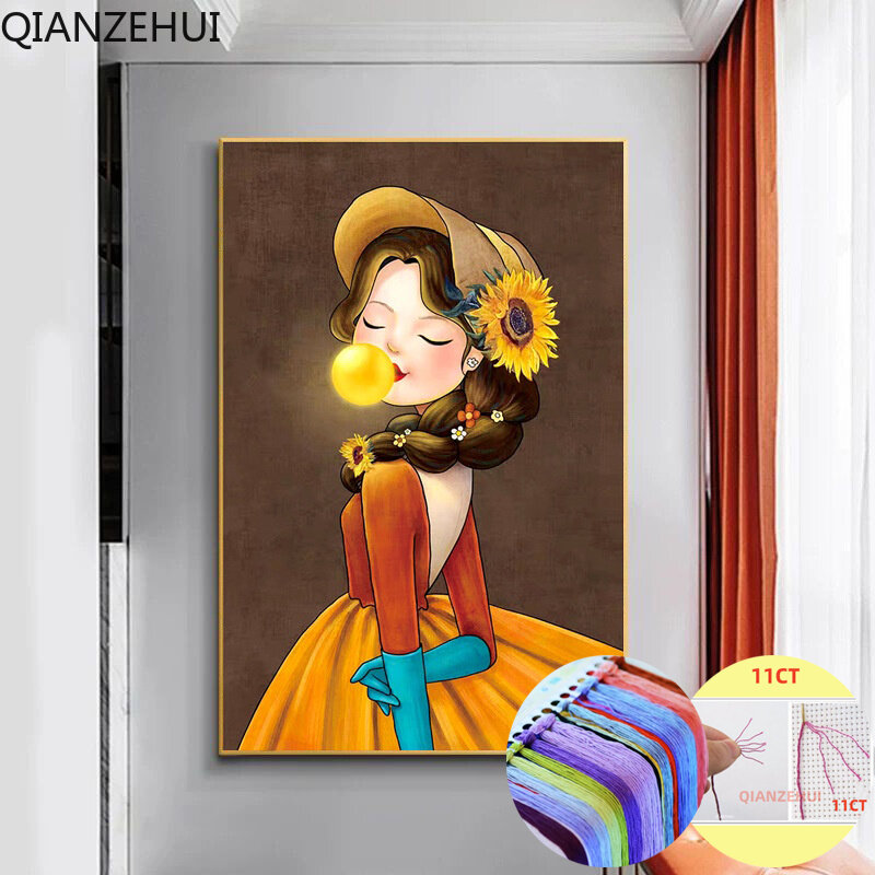 Набор для вышивания Mona Lisa, Девушка из пузыря, Украшение дома Рукоделие,26 ниток