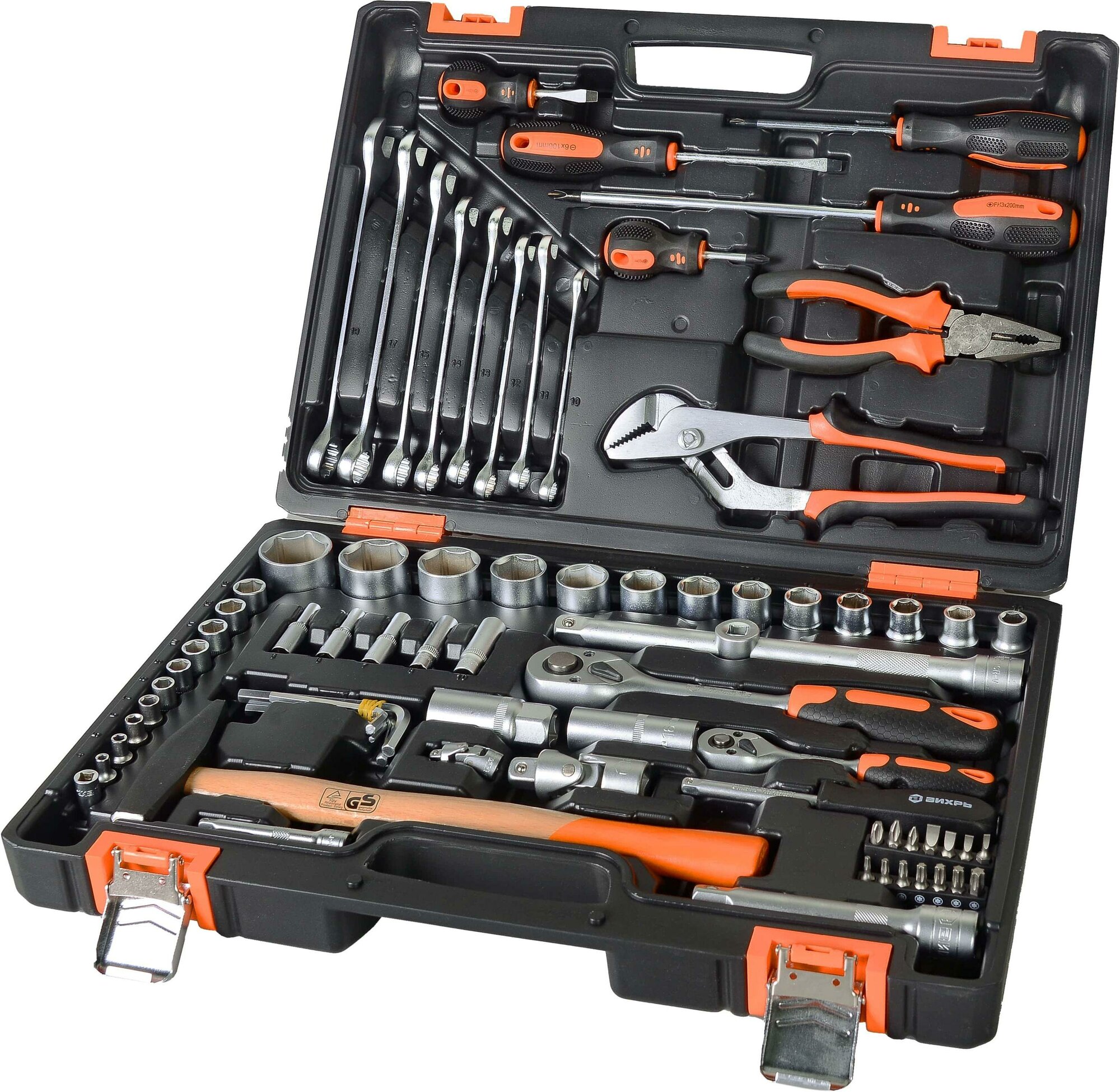 Набор инструментов, 1/2", 1/4", CrV, пластиковый кейс 76 предмета вихрь