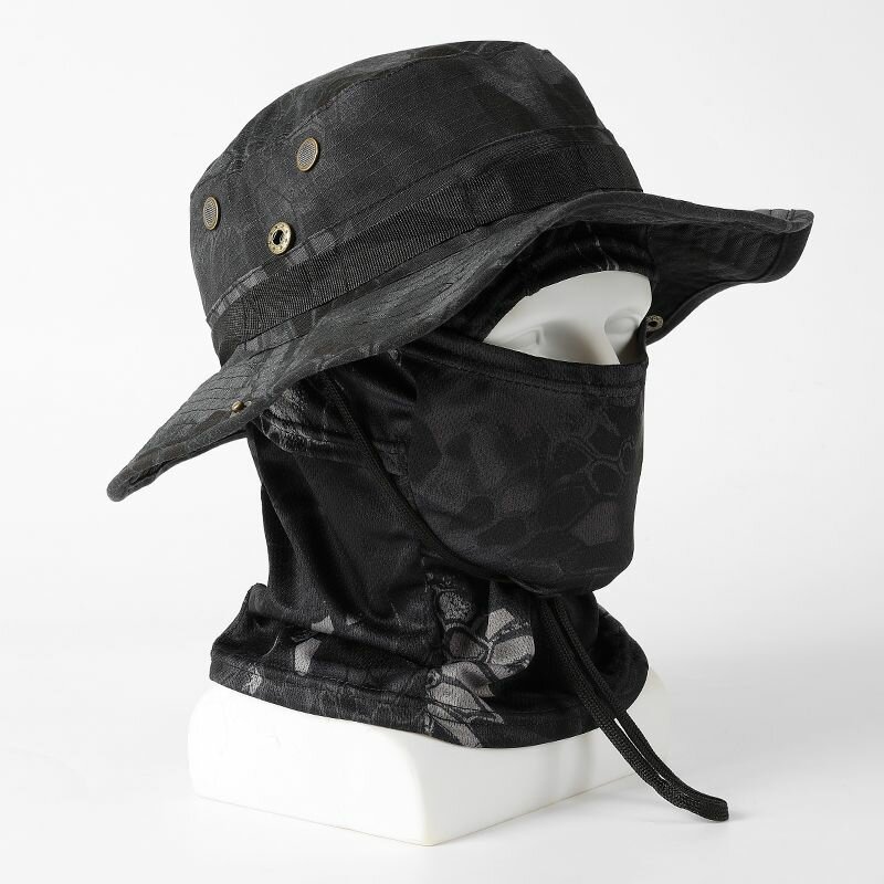 Камуфляжная круглая шляпа с полями, тактическая маскировка для активного отдыха, маска для лица для походов и велоспорта, шляпа для кемпинга и рыбалки, защита от солнца