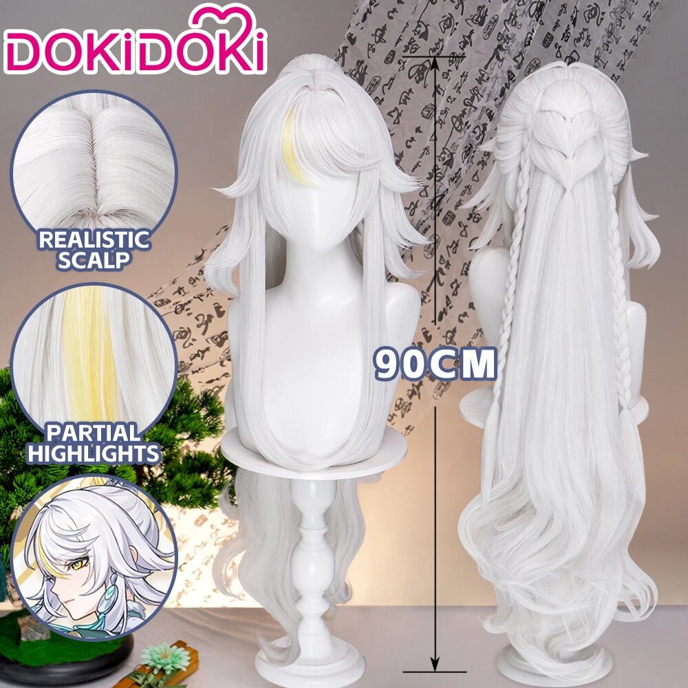 Парик Zibai Genshin Impact для косплея Белого Коня IN STOCK