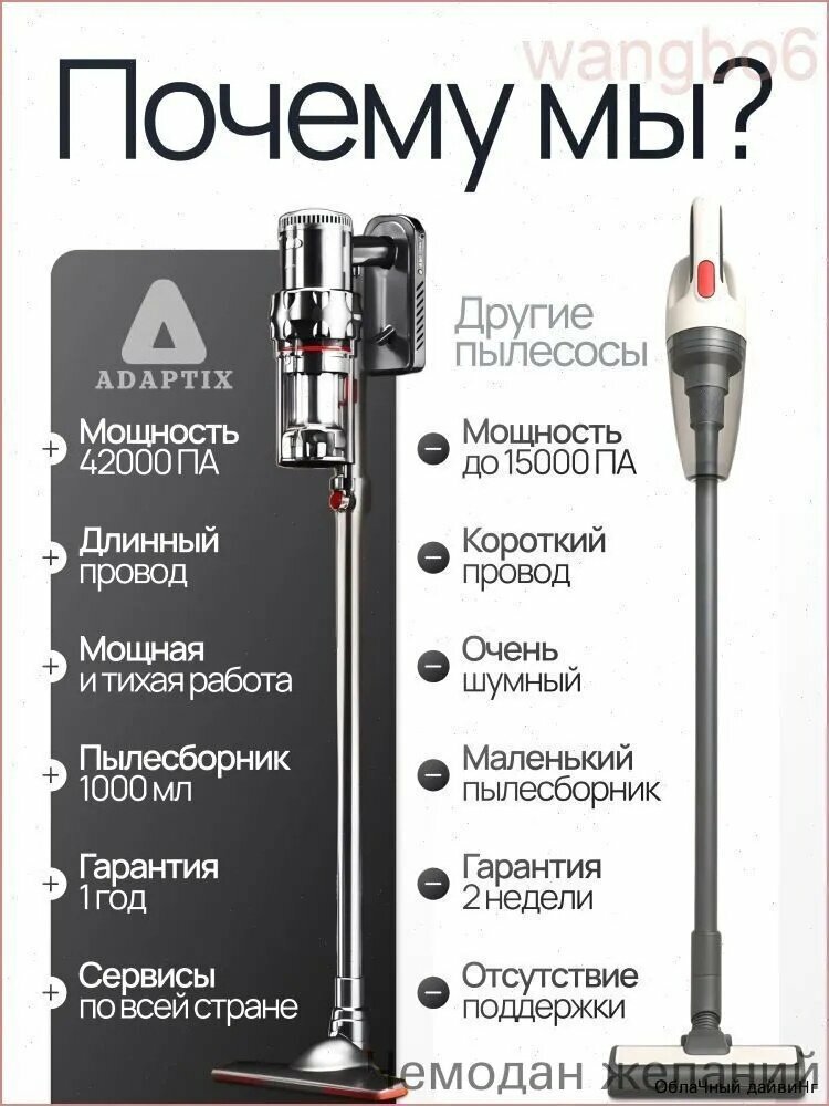 Вертикальный проводной пылесос — фото 1