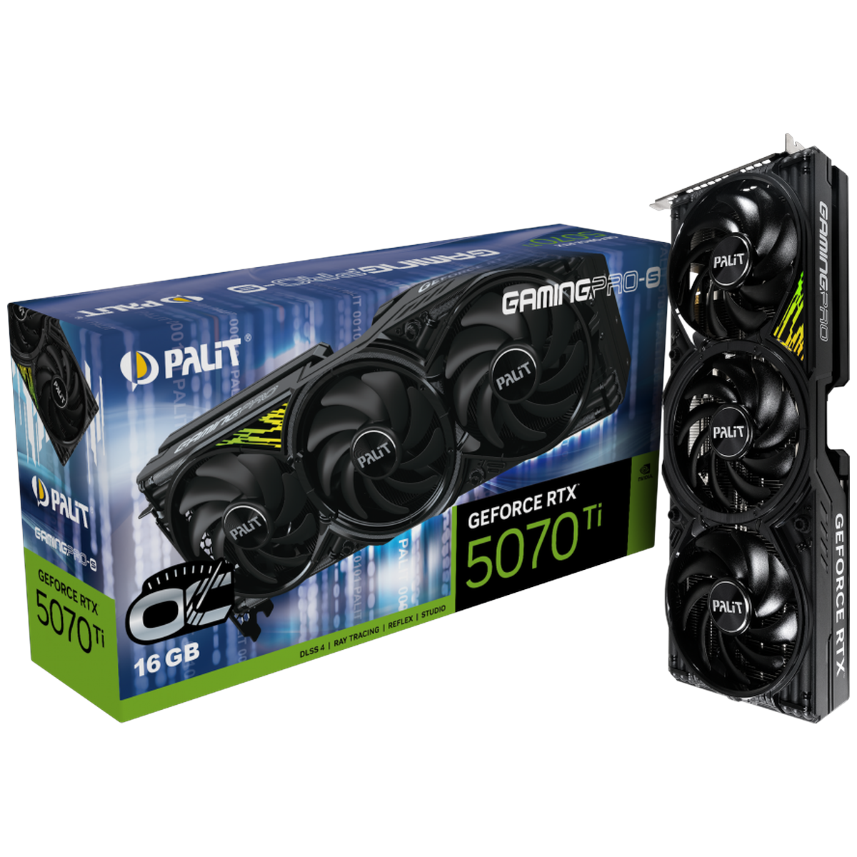Видеокарта Palit RTX5070Ti GAMINGPRO-S OC уц-2 16GB GDDR7 256bit 3xDP HDMI 3FAN RTL