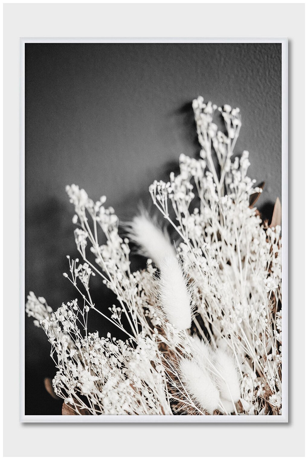 Постер на стену для интерьера Postermarkt Букет из сухоцветов №2, в белой рамке 50х70 см
