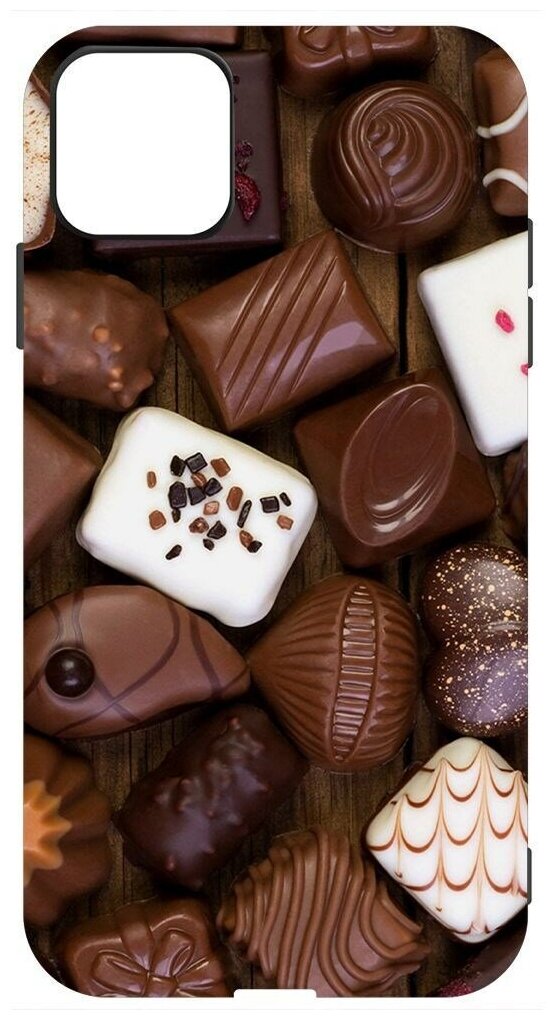 Чехол-накладка Krutoff Софт Кейс Конфеты для iPhone 11 черный