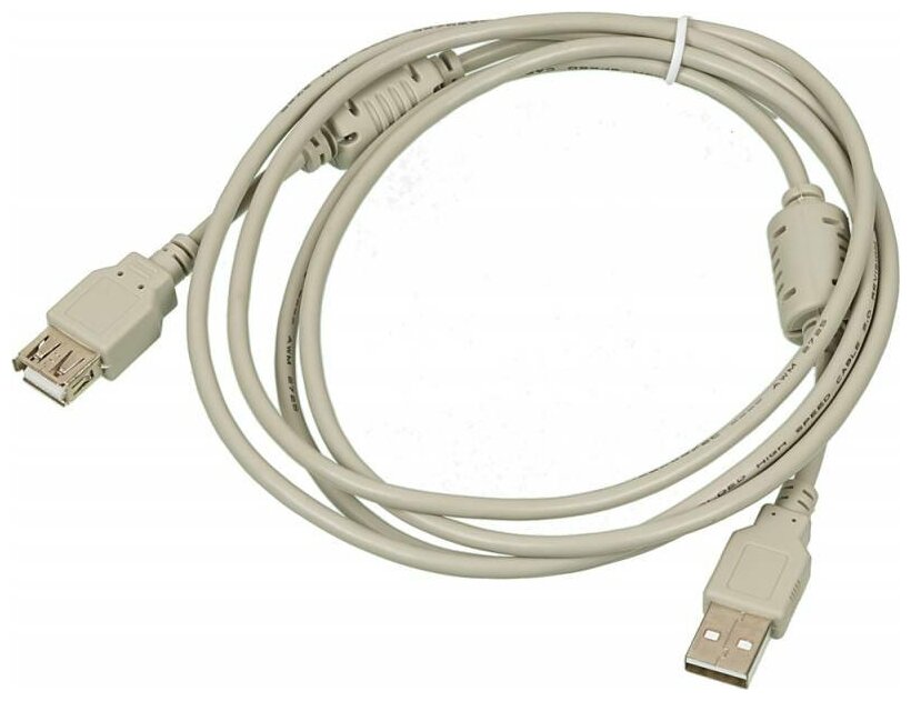 Кабель-удлинитель USB2.0-AM-AF-1.8M-MG USB A(m) USB A(f) 1.8м феррит. кольца серый