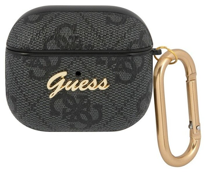 Guess для Airpods 3 чехол PU leather 4G with metal logo and carabin Grey