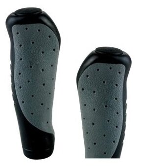 Ручки на руль для велосипеда грипсы H32 резина, 2-х компонентные 135мм, черно-серые