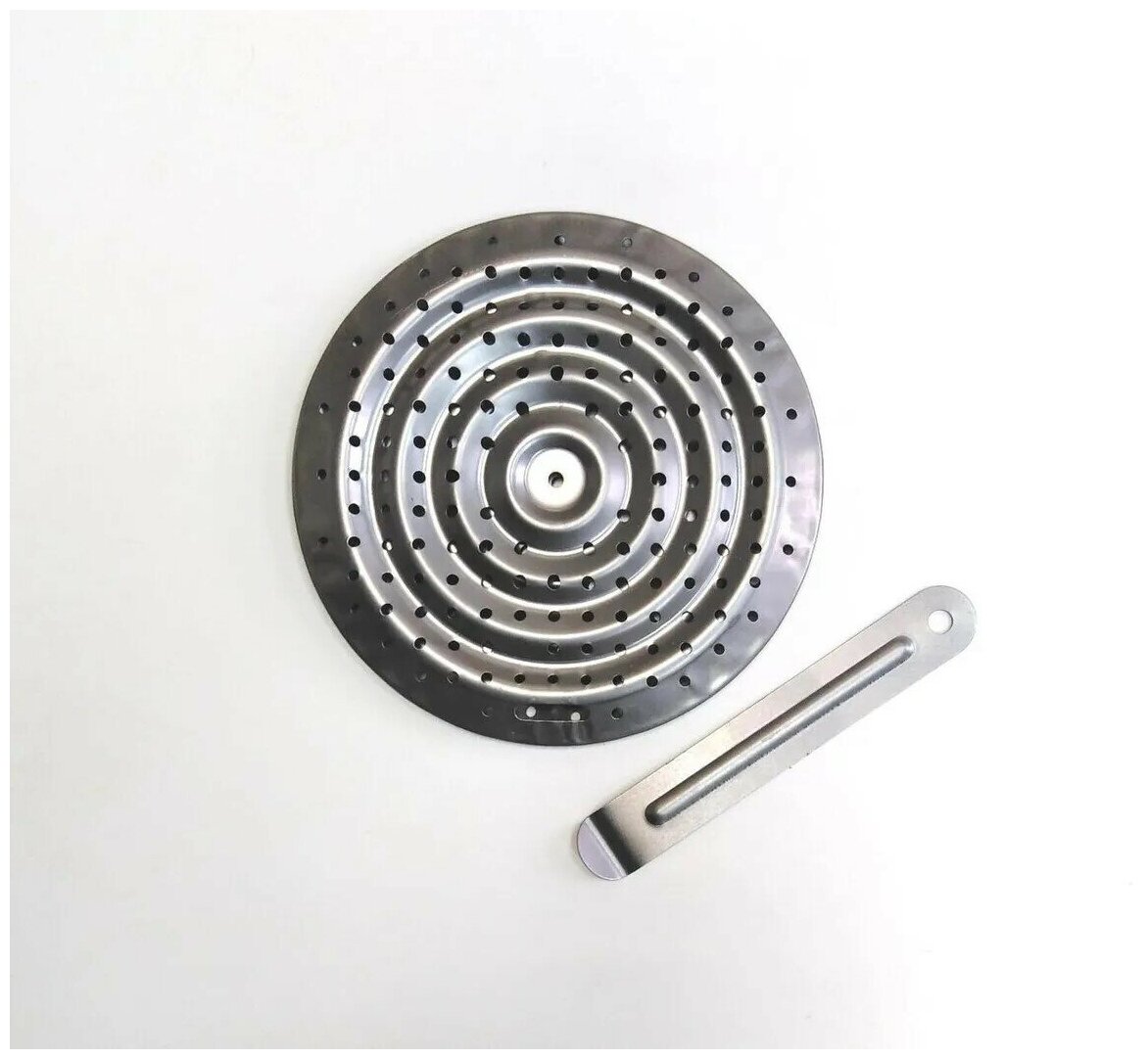 Рассекатель пламени с ручкой диаметром 21 см. Предназначен для увеличения срока службы посуды, для защиты днища кастрюль.