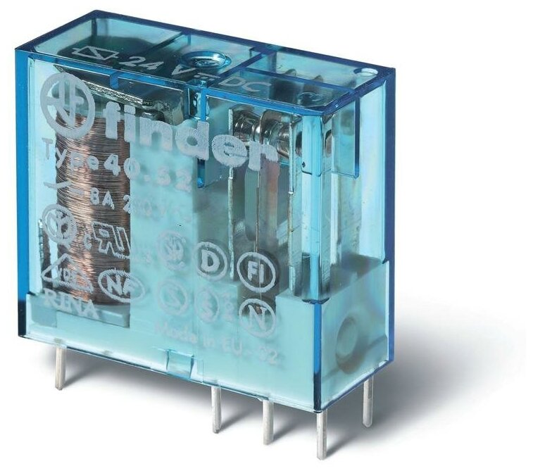 Реле миниатюрное РСВ выводы 5мм 2 контакта 8А DC 12В AgN FINDER 405290120000 (4шт. в упак.)