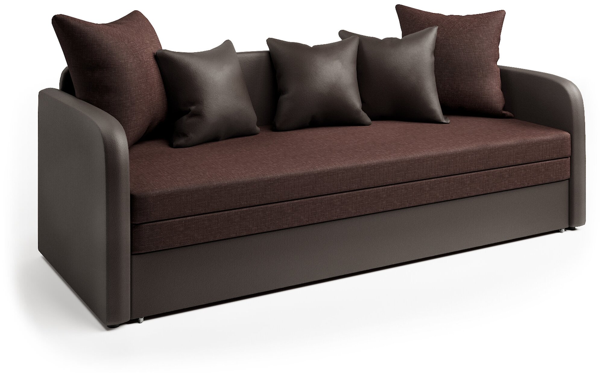 Диван софа Трио экокожа шоколад и шоколадная рогожка