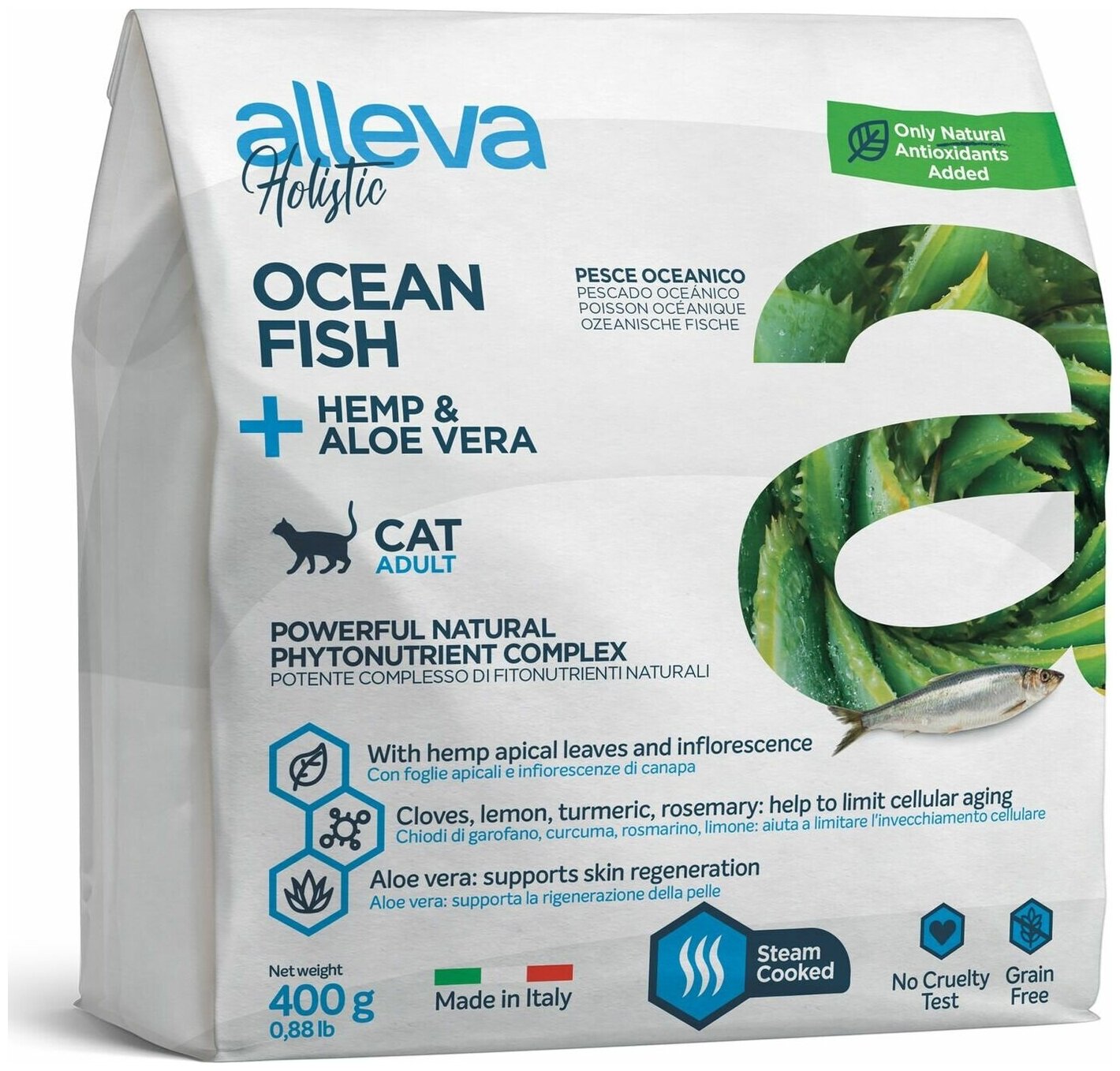 Сухой беззерновой корм ALLEVA HOLISTIC CAT ADULT OCEAN FISH для взрослых кошек, с океанической рыбой, 400 г