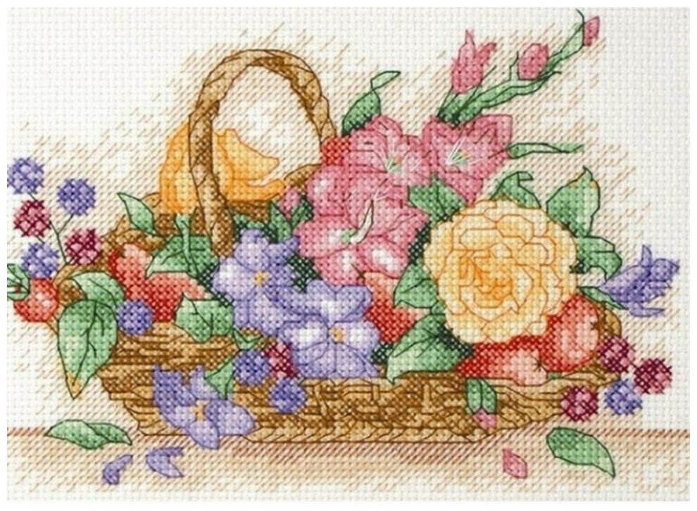 Набор для вышивания Anchor #AK117 Корзина с цветами, Счетный крест, 23 x 16 см