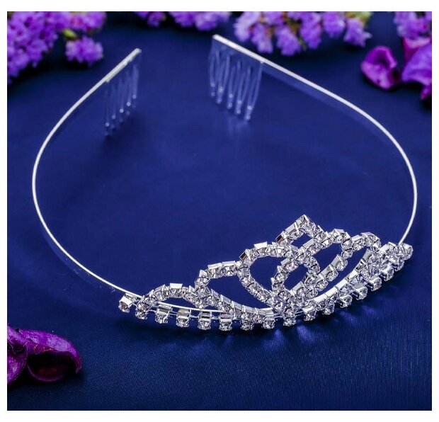 Диадема для волос "Россыпь" изящество (Цв: Серебряный )