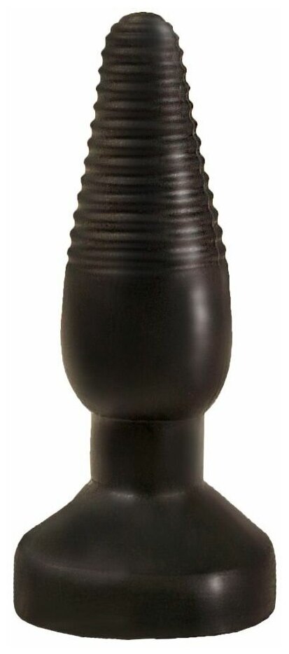 Чёрный анальный плаг с ребристой поверхностью - 14 см. Производитель - LOVETOY (А-Полимер).
