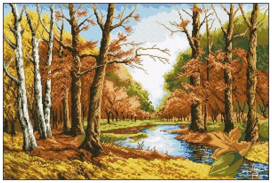 Набор алмазной вышивки "Лесной ручей", размер 75х50см, 30 цветов