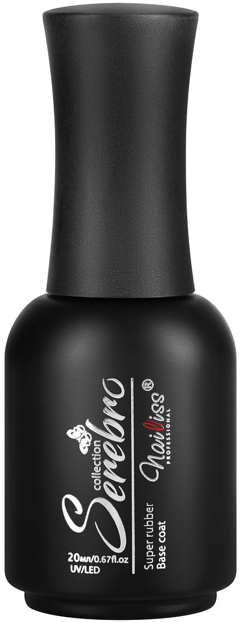 База для гель-лака Serebro Super Rubber каучуковая основа для ногтей, прозрачная, 20 мл