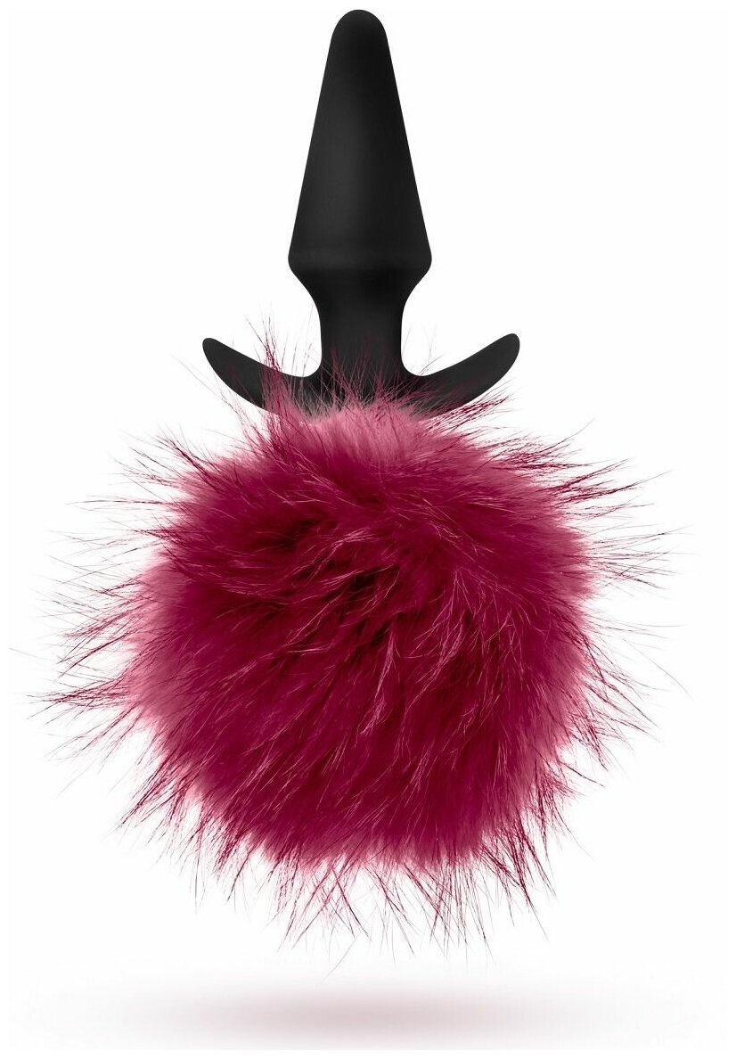 Blush Novelties Силиконовая анальная пробка с бордовым заячьим хвостом Fur Pom Pom - 12,7 см. Blush Novelties BL-59200 бордовый