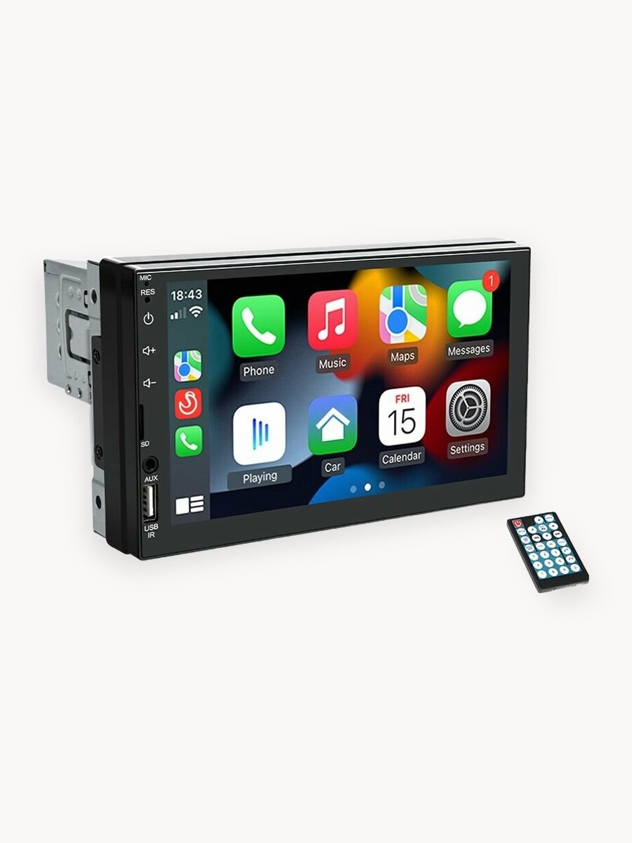 Автомагнитола 1Din с сенсорным экраном 7" Автомобильный MP5-плеер с Carplay и Android auto