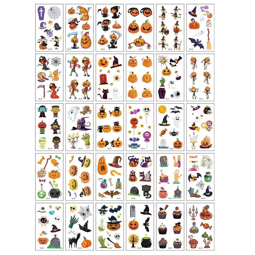 Переводные татуировки Хэллоуин 30pcs