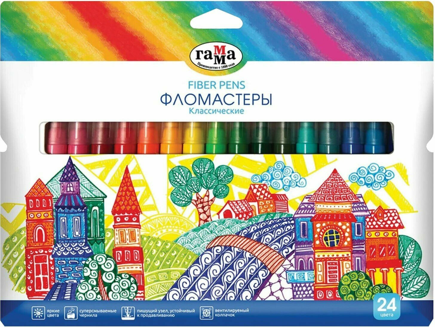 Фломастеры 24 цвета "Классические" (180319_13)