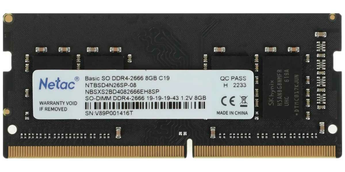 Оперативная память Netac DDR4 SO-DIMM 8GB 2666MHz (NTBSD4N26SP-08)