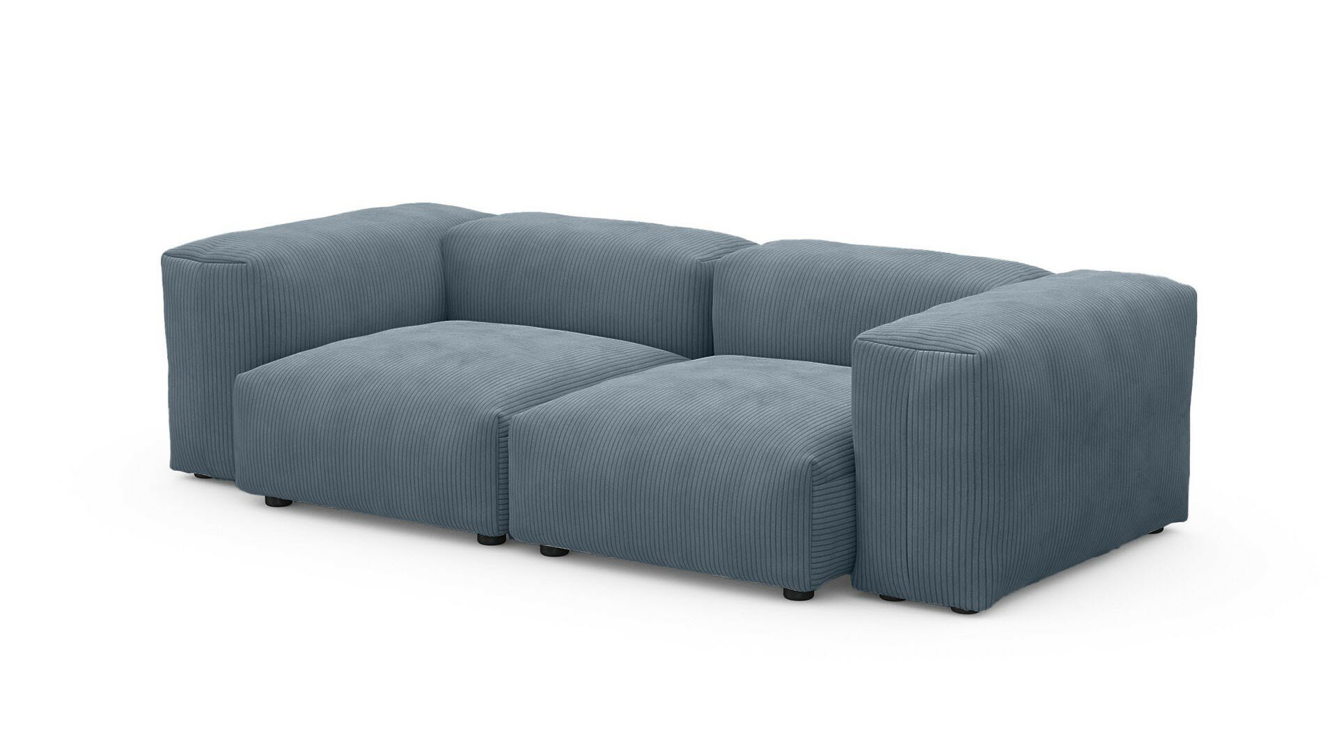 Диван Фиджи двухсекционный (малый) Cilium Indigo NEW 231x116x62 см, синий Вельвет, нераскладной GOODFORM