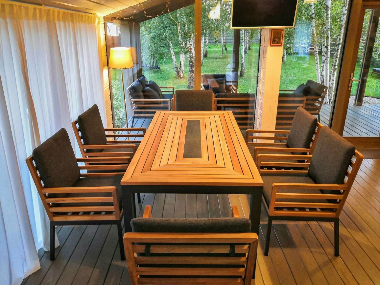 Обеденная группа Ideal Patio EGMONT стол тик 180 Каркас карбон (темно-серый)