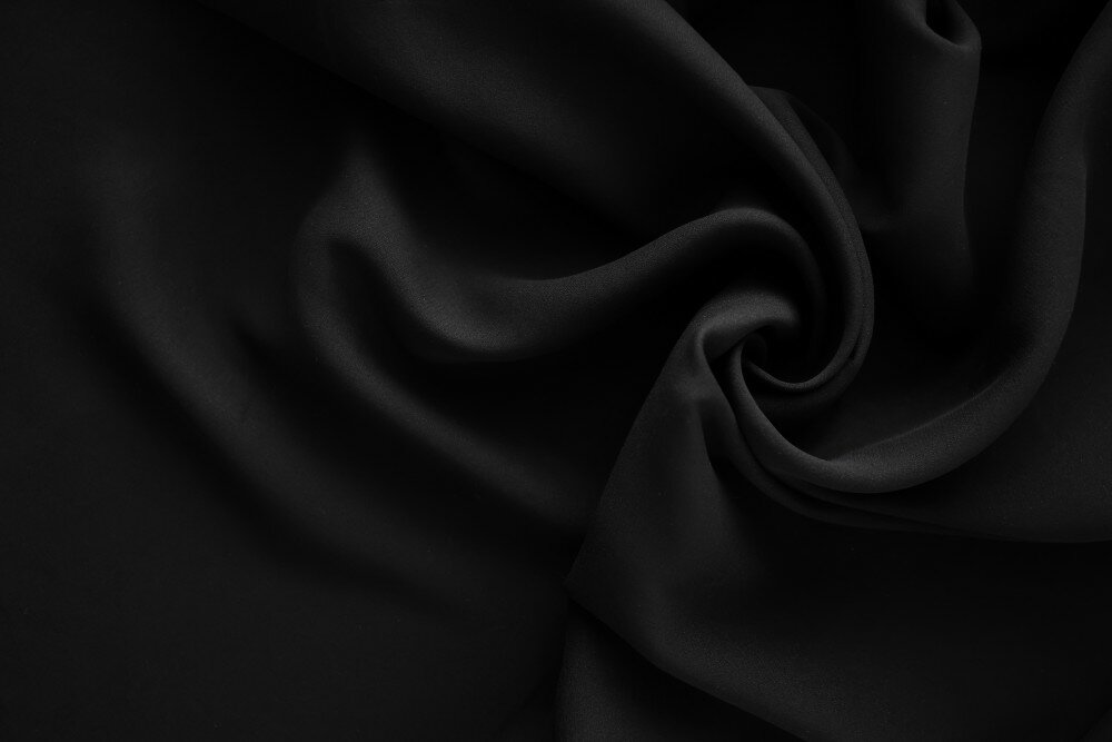 Ткань кади чёрное шёлковое, ширина 1.25 м, плотность 158 г/м2