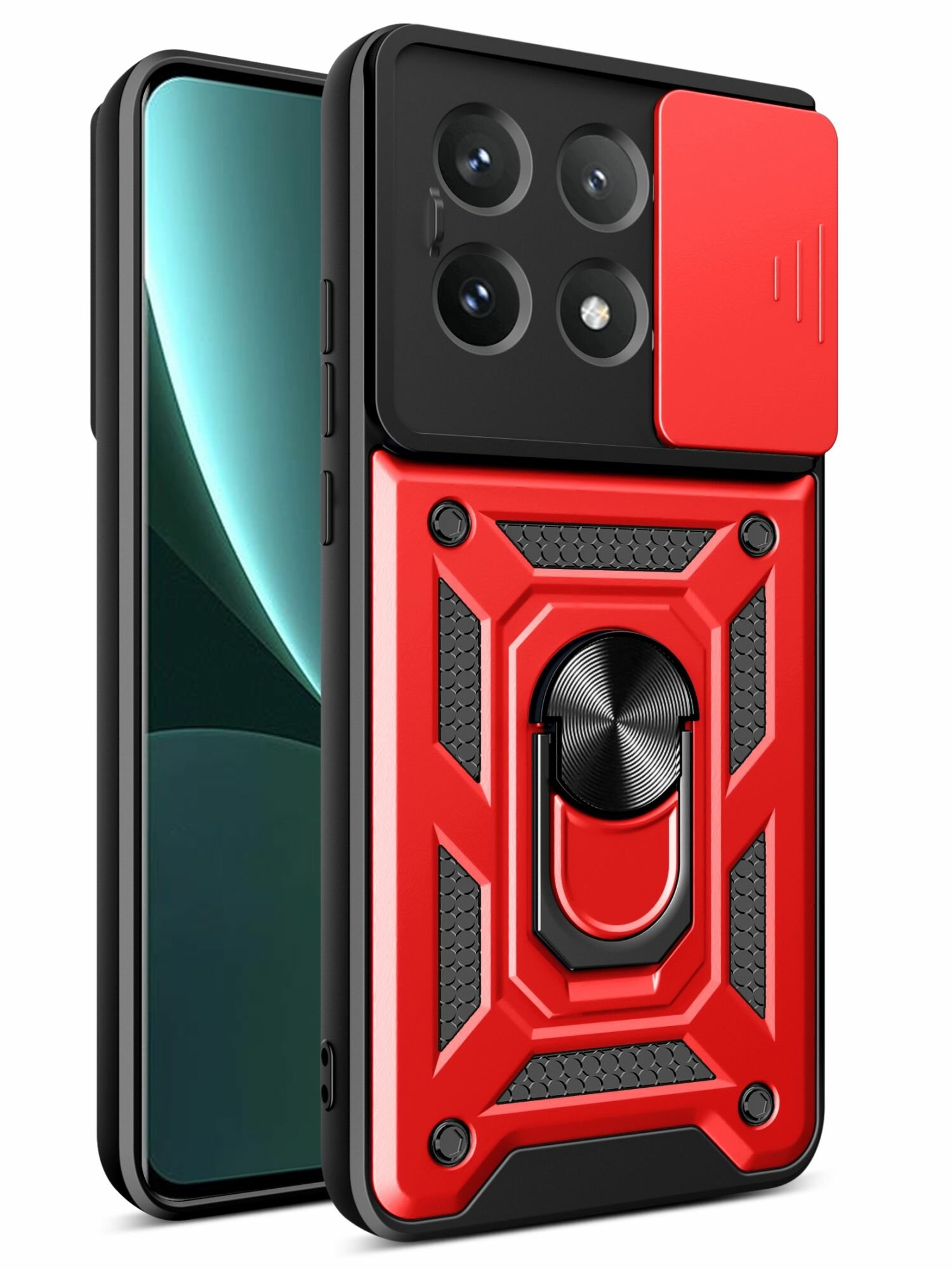 Чехол противоударный armors для Xiaomi Poco X6 Pro 5G / Поко Х6 Про 5G с защитой камеры (Красный)