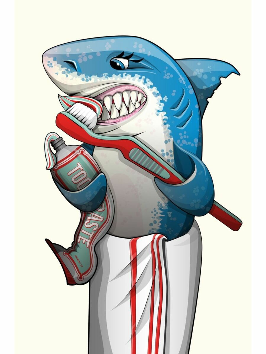 Постер "Белая акула чистит зубы"