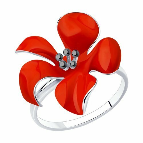 Кольцо, серебро, 925 проба, родирование, бронзирование, эмаль