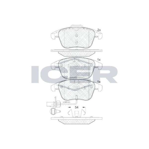 Колодки тормозные дисковые комплект Audi, ICER 181864 (1 шт.)
