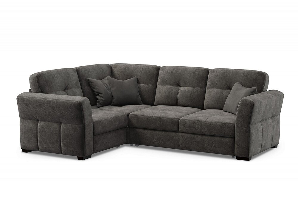 Угловой диван Манхэттен Люкс серый, дельфин, 260х192х76 см, с ящиком для белья